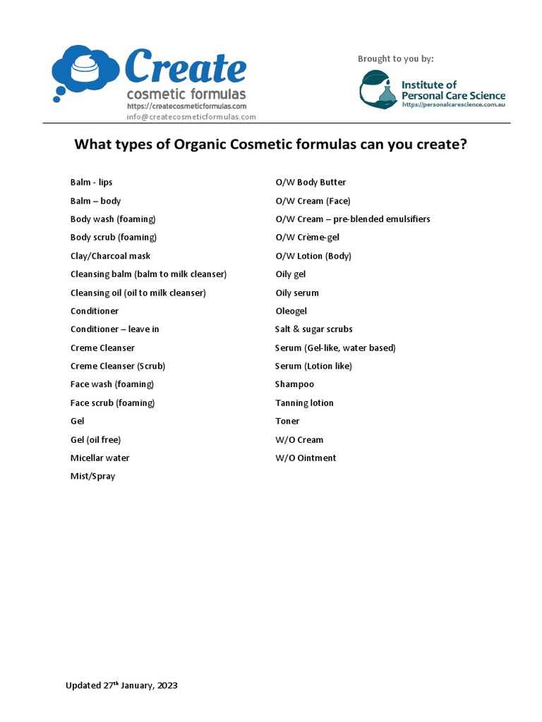 Organic Cosmetic Ingredients Guide | PDF | Essential Oil | Wax
