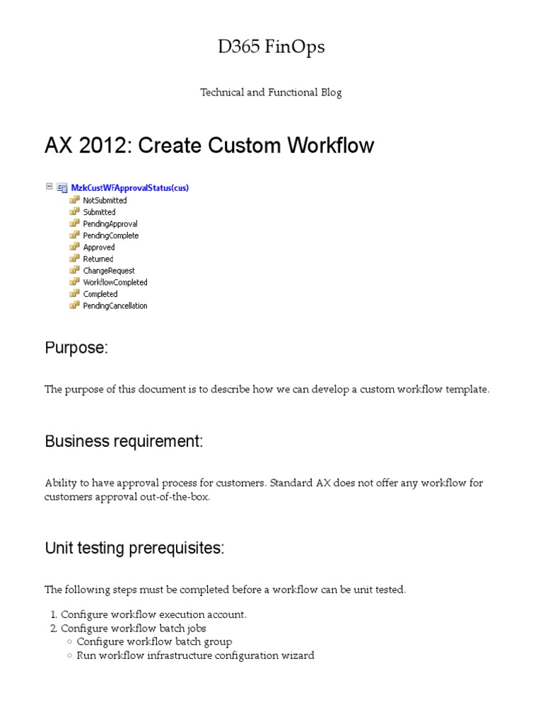 Ax 2012 Create Custom Workflow D365 Finops Pdf Computing Software