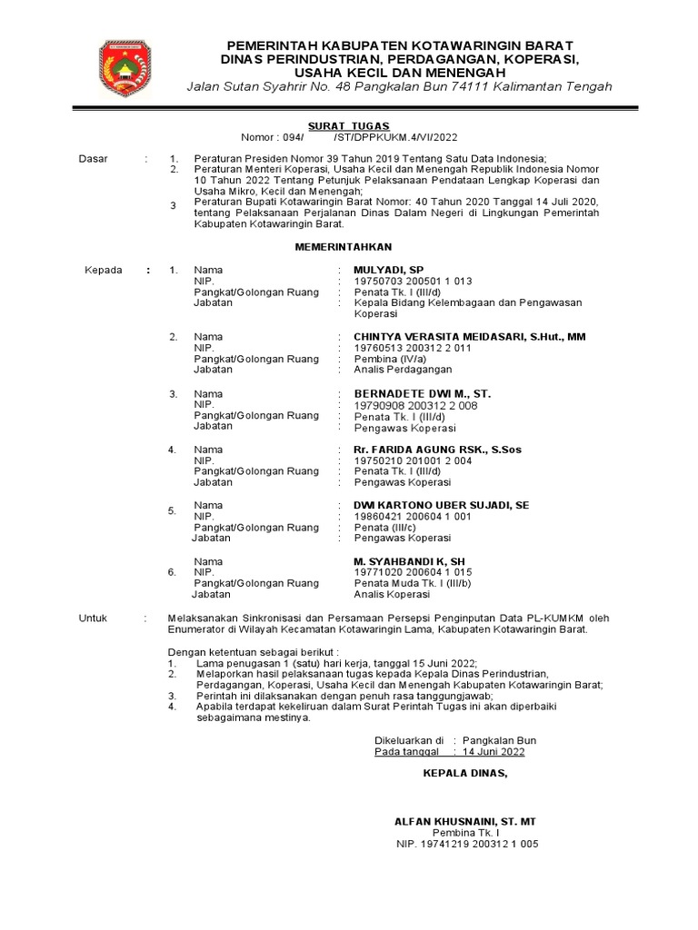 Contoh Surat Tugas Dinas | PDF