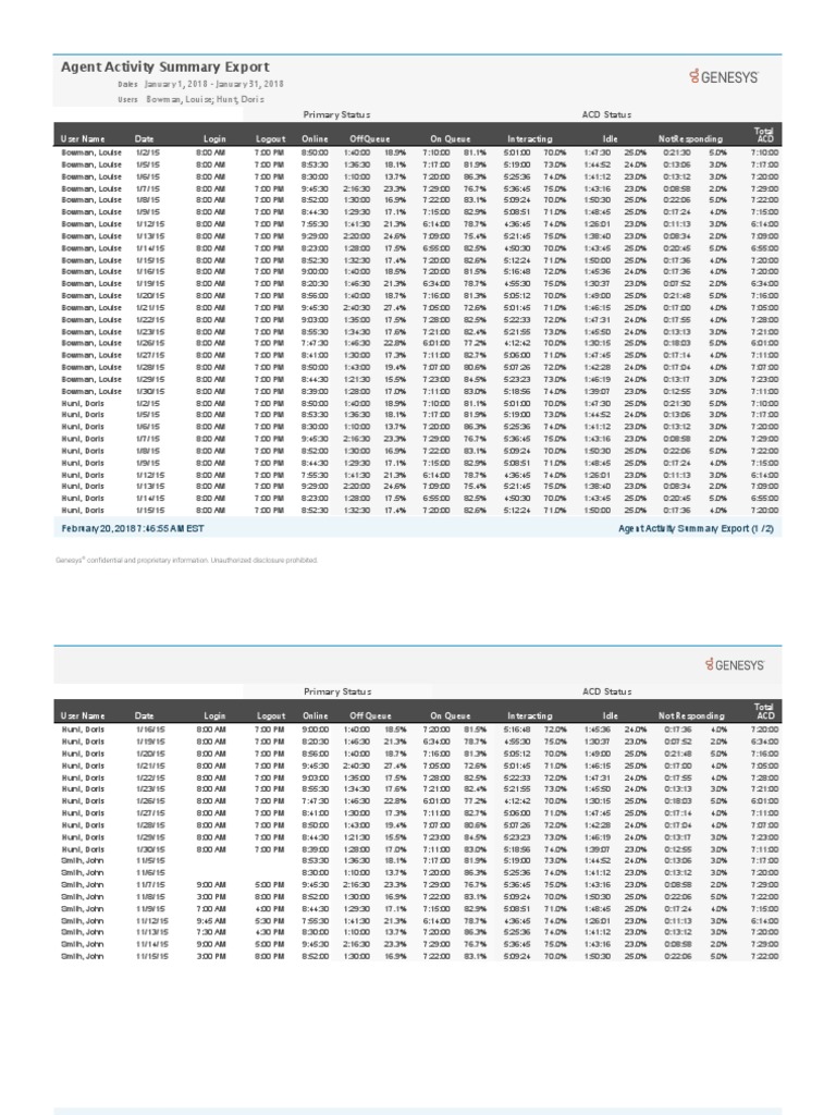 Agent Activity Summary Report | PDF