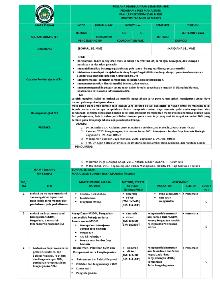 RPS MSDM Contoh | PDF