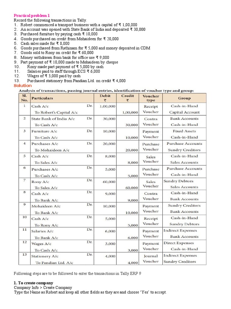 Tally Practical Problems | PDF | Cash | Payments