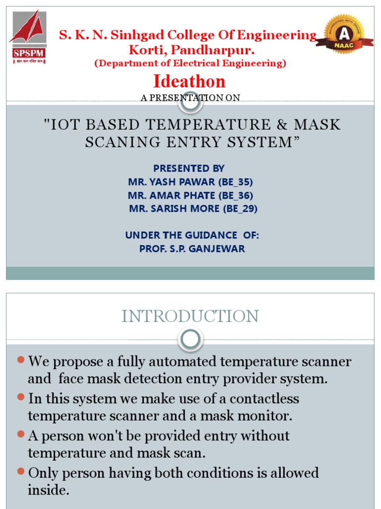Iot Based Mask and Temp Scanning Entry System | PDF | Image Scanner ...
