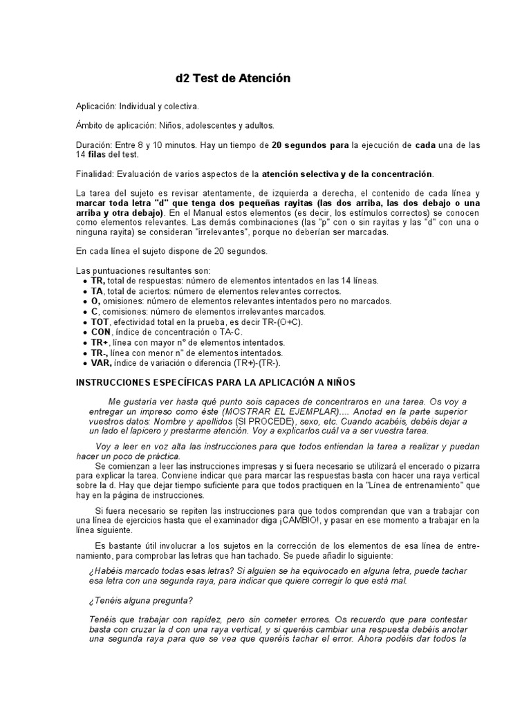 d2 Test de Atención | PDF | Distribución normal