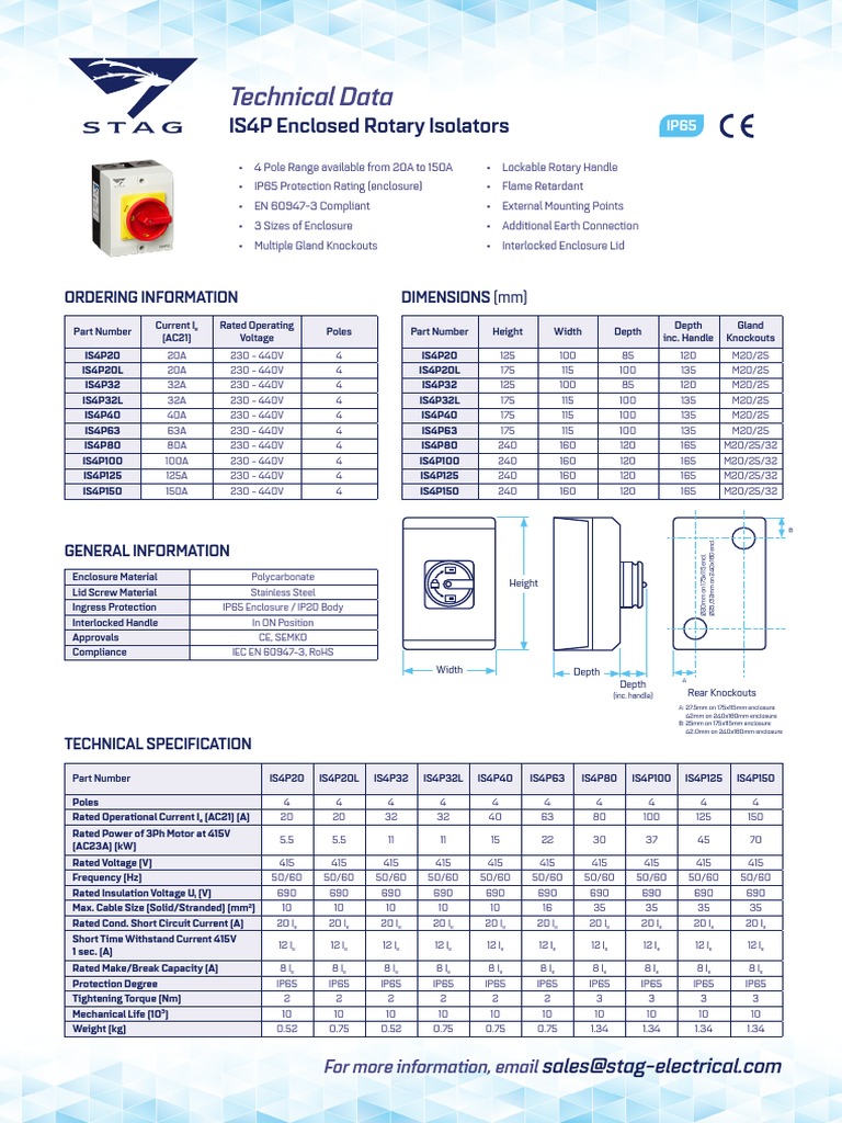 Stag IS4P Rotary Isolators Overview | PDF