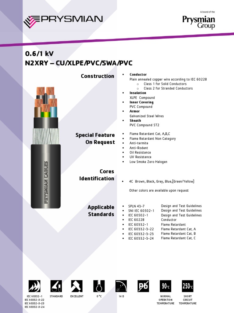 N2XRY 5C Prysmian | PDF | Electrical Conductor | Electrical Engineering