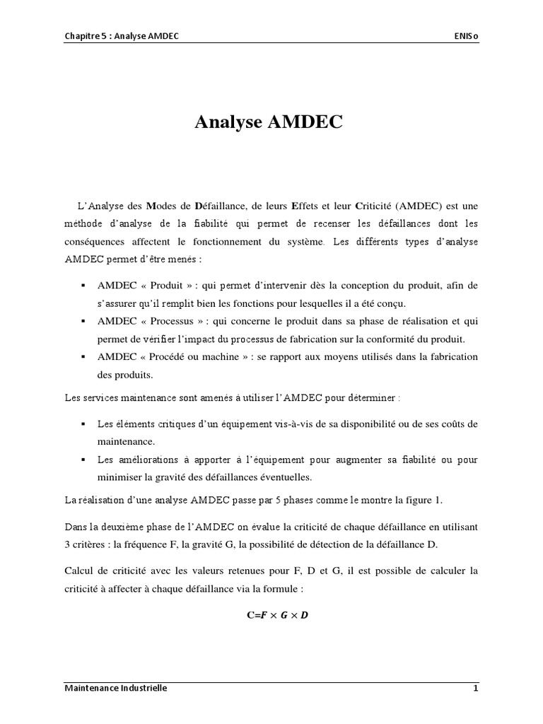 Guide de l'Analyse AMDEC en Maintenance | PDF | Informatique ...