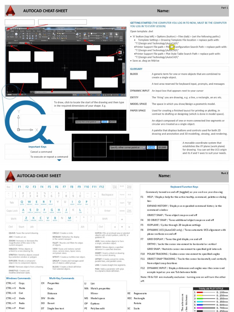 AutoCAD Cheat Sheet | Download Free PDF | Control Key | Input/Output