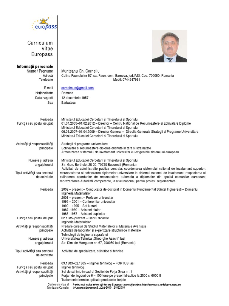 CV Corneliu Munteanu | PDF