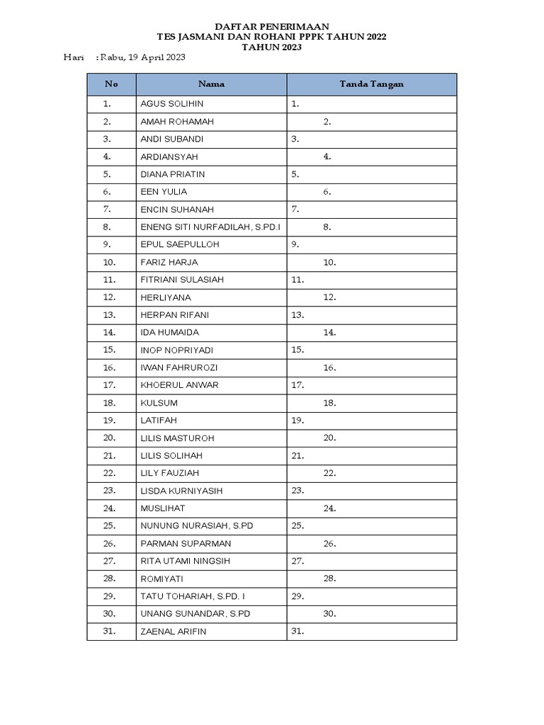 Daftar Penerimaan Uang | PDF