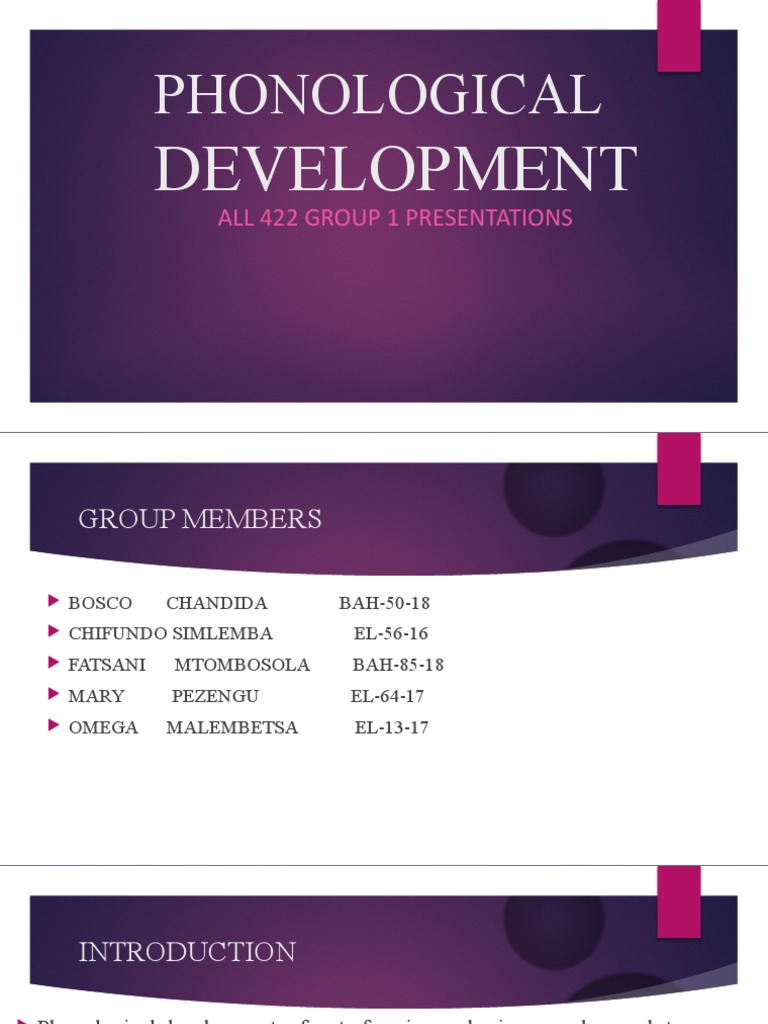 Phonological Development | PDF | Phoneme | Syllable