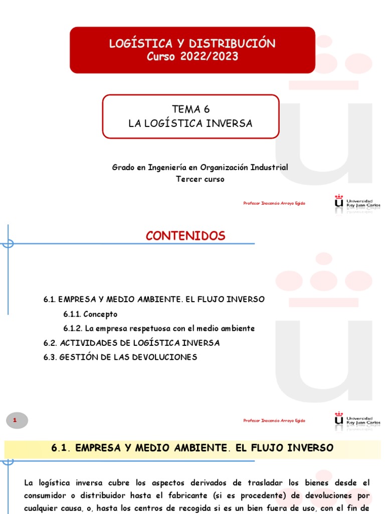 TEMA 6. La Logística Inversa | PDF | Logística | Entorno natural