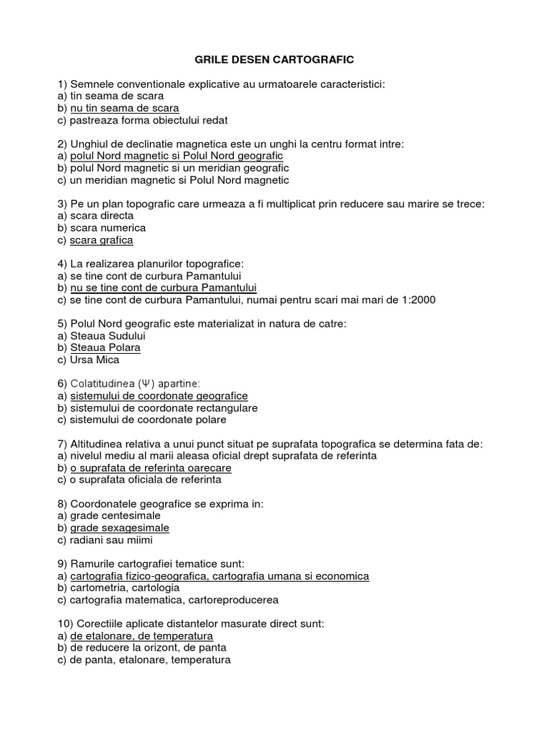 Grile Examen Desen Cartografic | PDF
