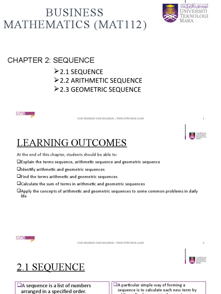 Mat112 - Chapter 2 - Sequence | PDF