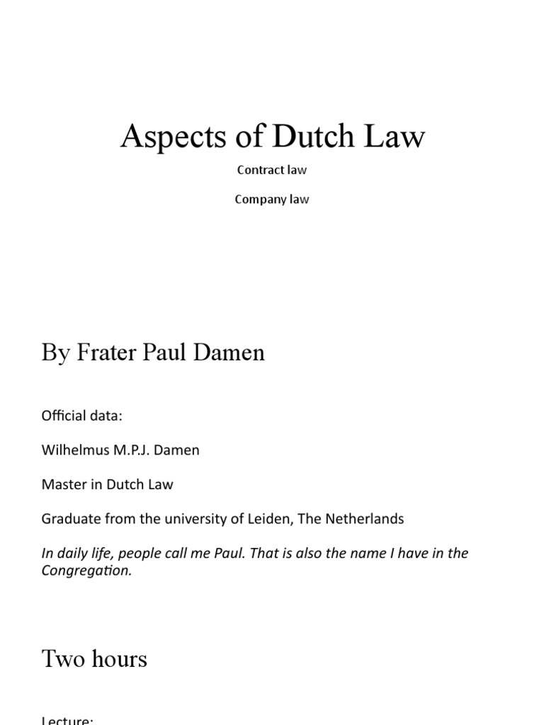 Overview of Dutch Contract and Company Law | PDF | Companies | Netherlands