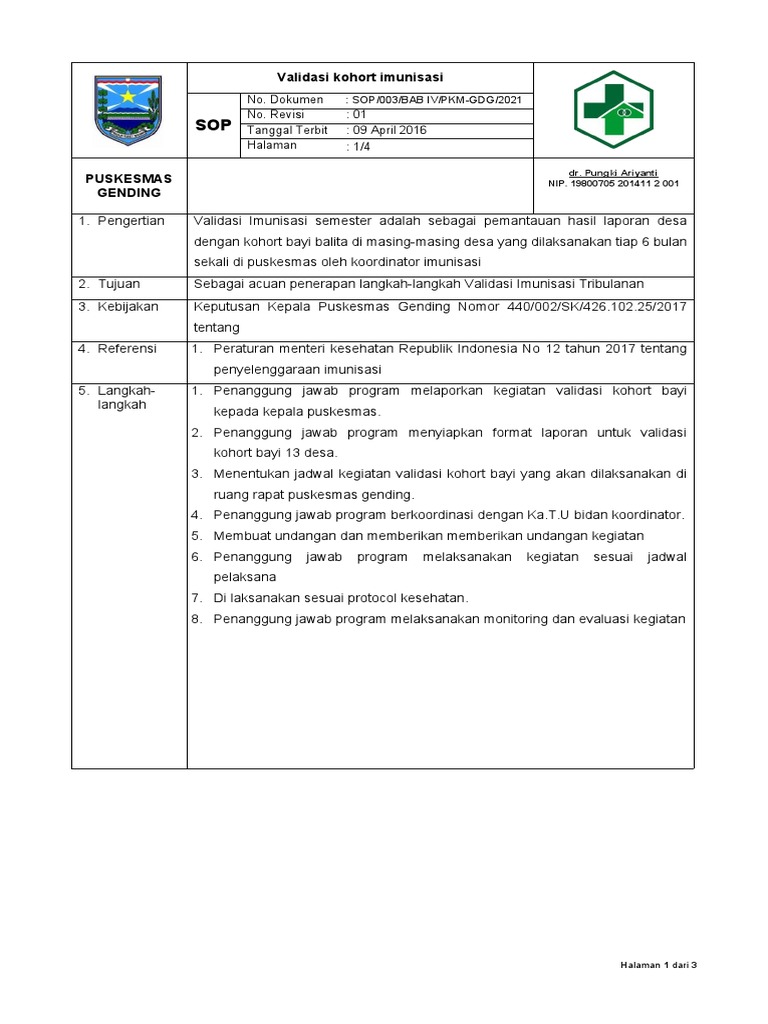 Sop Validasi Khohord | PDF