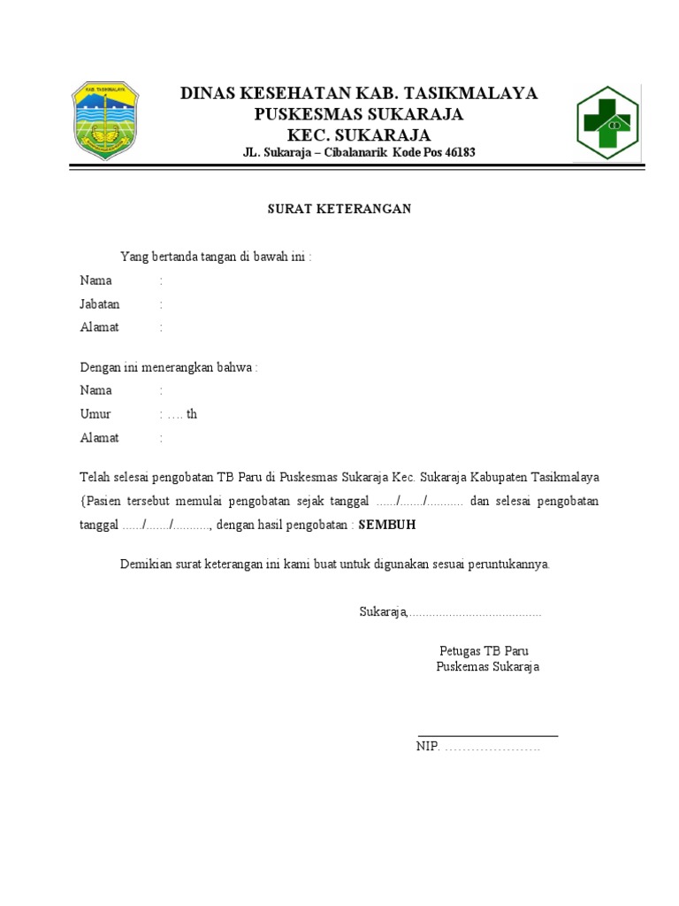 Surat Keterangan Sembuh TB Paru | PDF