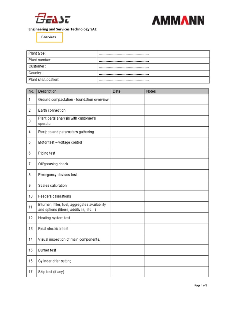 Commissioning Check List | Download Free PDF | Asphalt