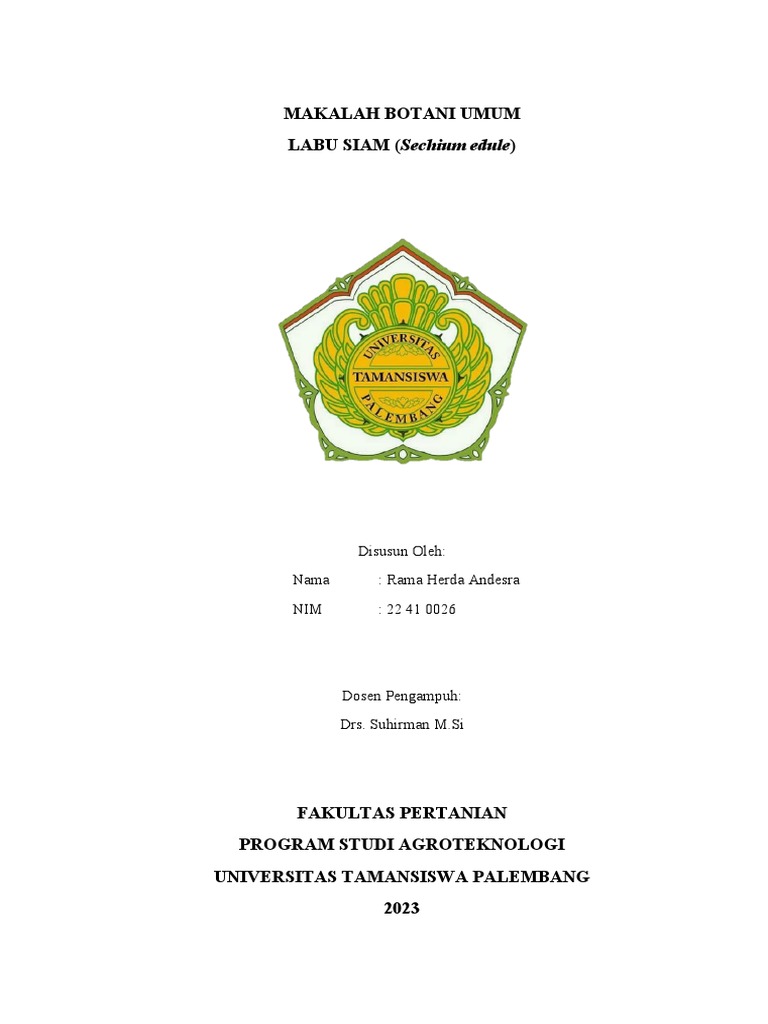 Makalah Botani Umum Labu Siam | PDF