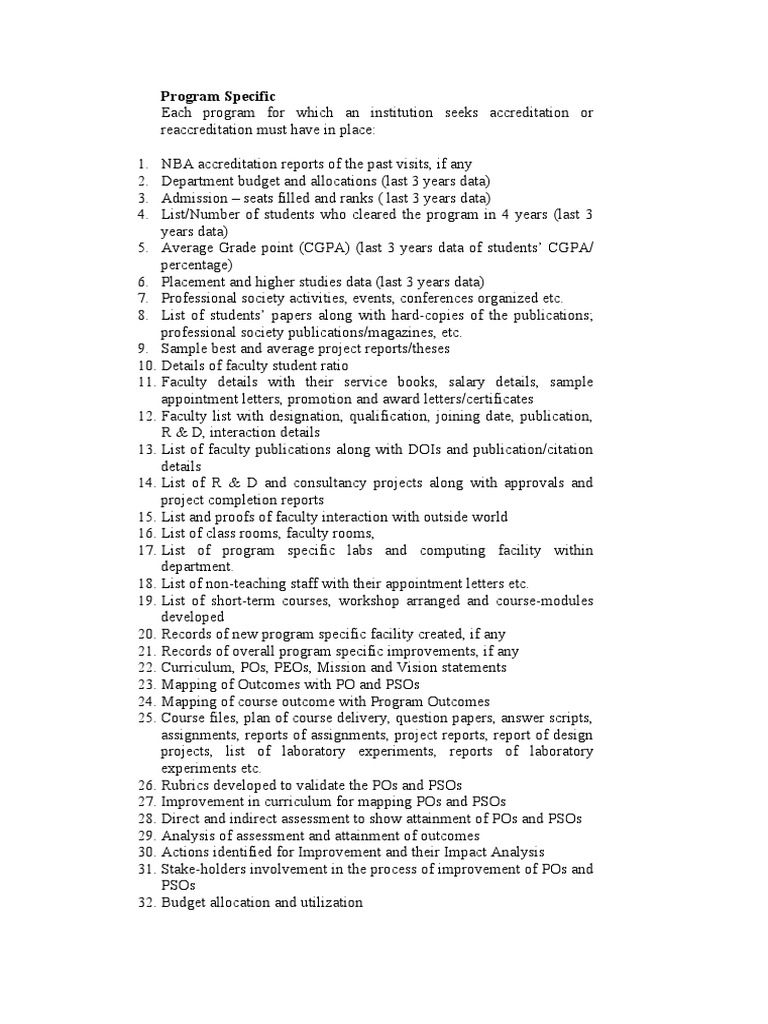 Documents Required For NBA | PDF | Laboratories