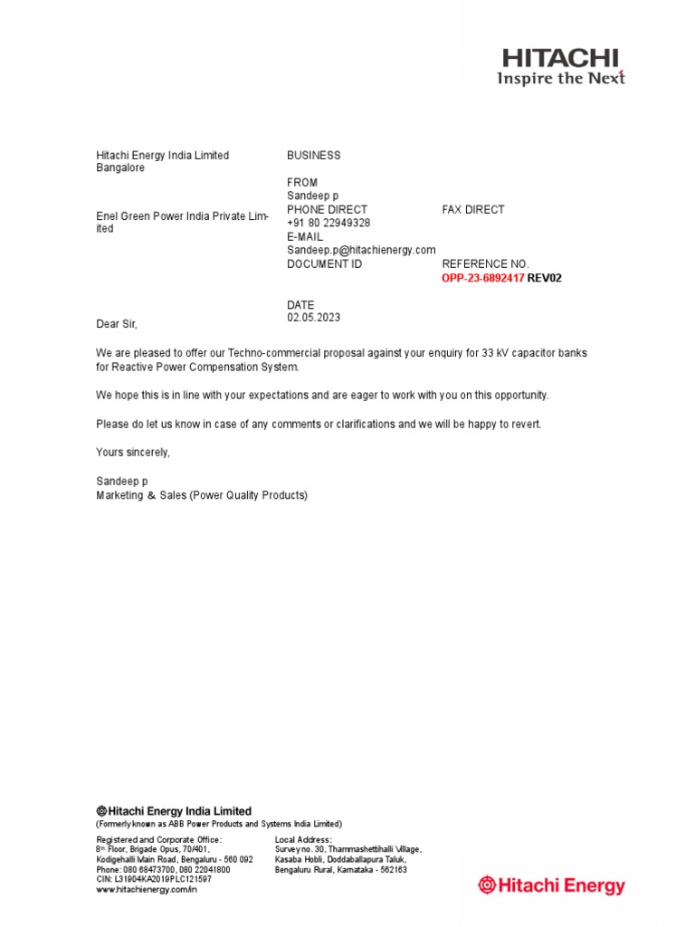 Techno Commercial Offer_Rev02 | PDF