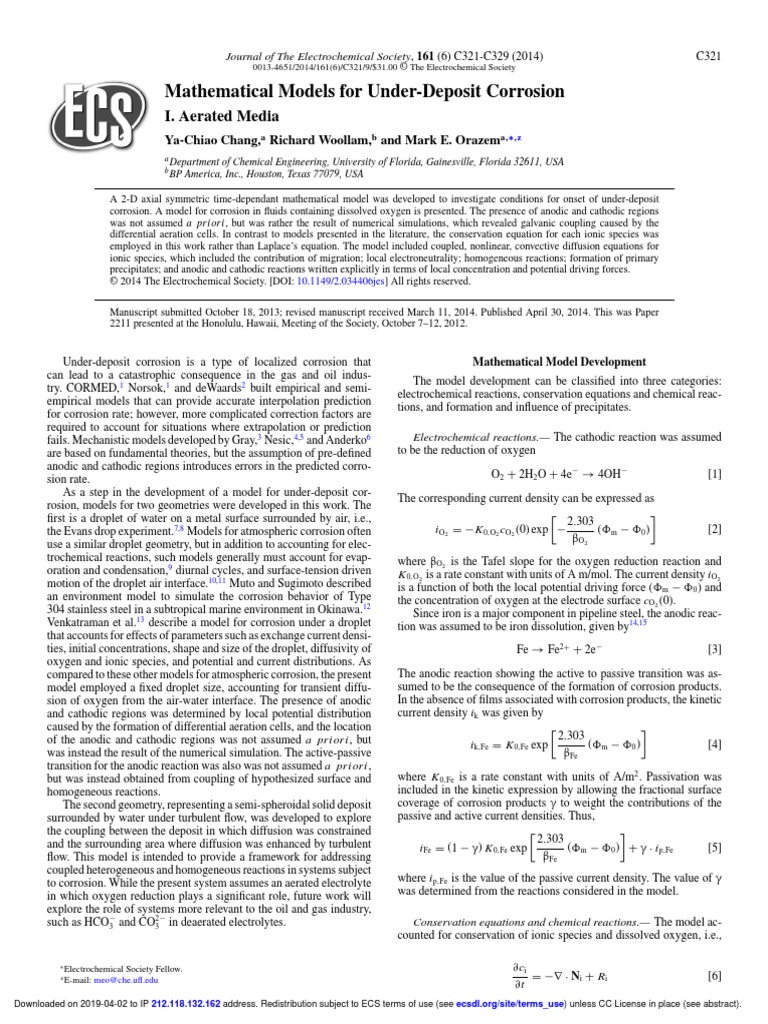 2014-Under Deposit Corrosion Model-Aerated Media | PDF | Corrosion ...