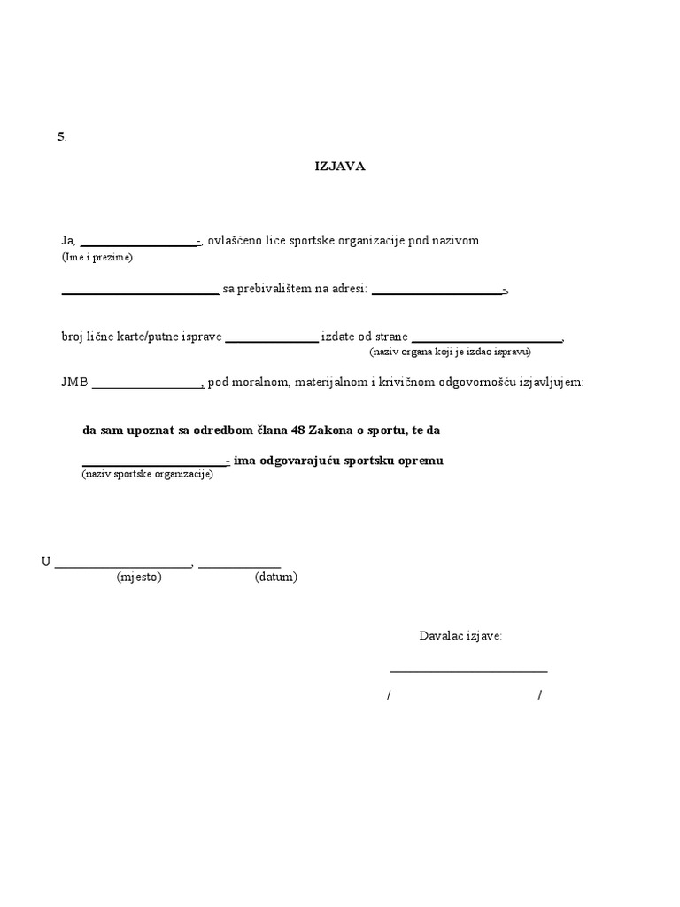 Izjava 5 | PDF