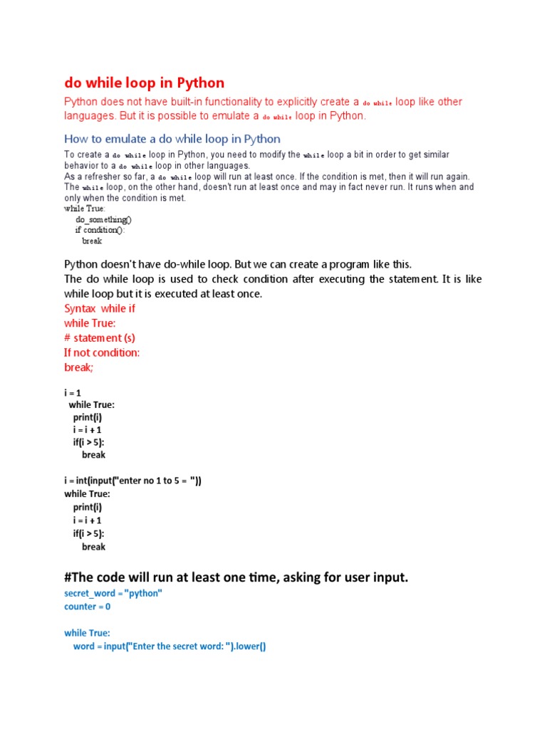 While Loop, MATCH CASE in Python | PDF | Control Flow | Computer Engineering