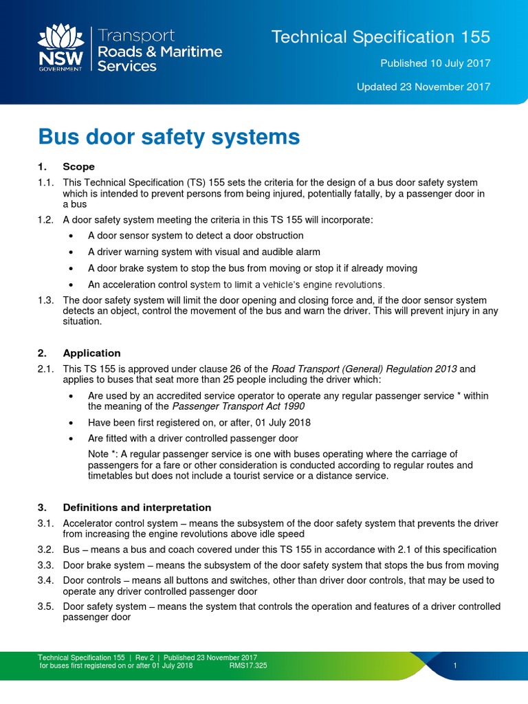 ts155 Bus Door Safety Systems | PDF