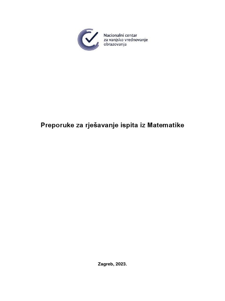 2023 MAT Preporuke Za Rjesavanje Ispita Iz Matematike | PDF