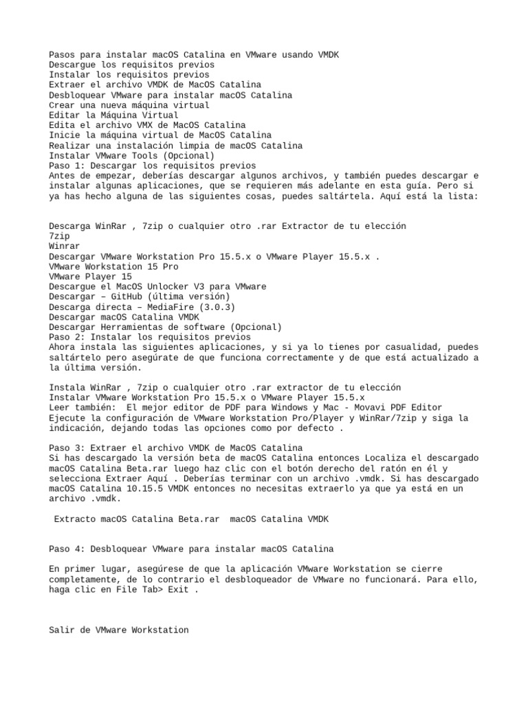 Como Instalar MacOS Catalina en VM Ware | PDF
