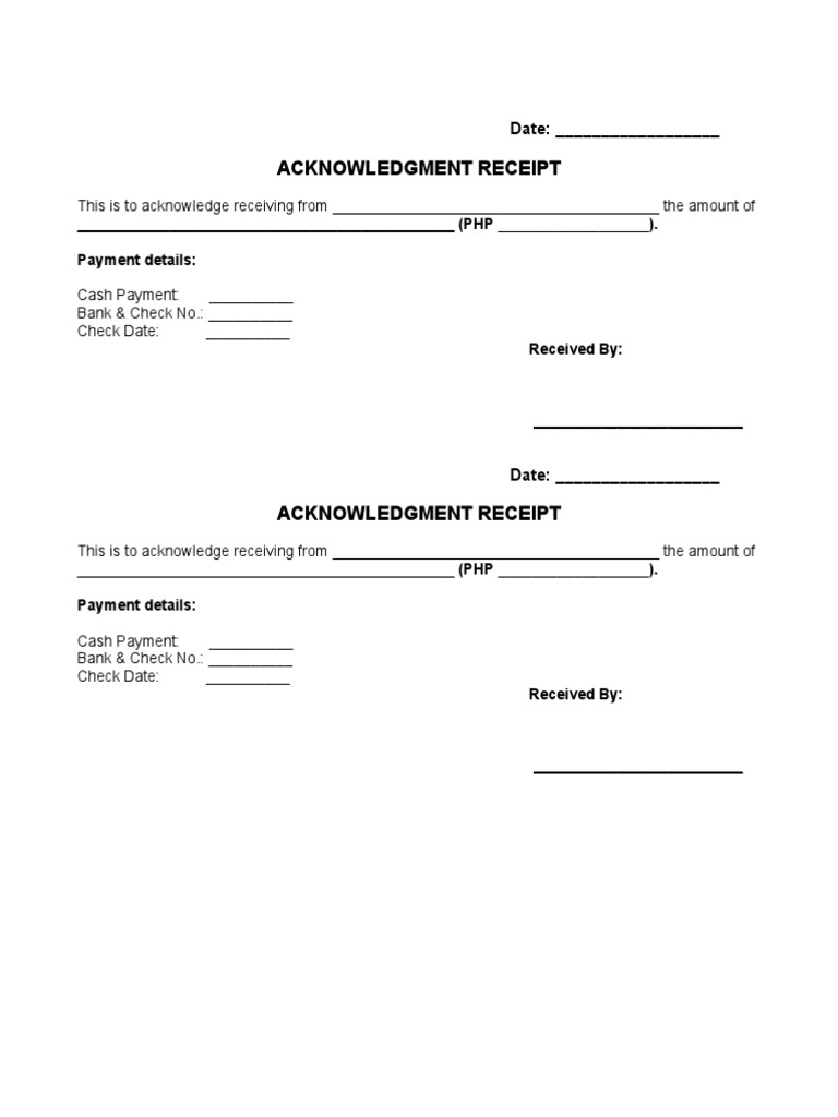 Acknowledgment Receipt Template | PDF | Business | Finance & Money ...