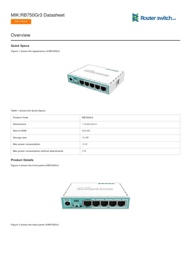 Mik Rb750gr3 Datasheet | PDF | Router (Computing) | Usb