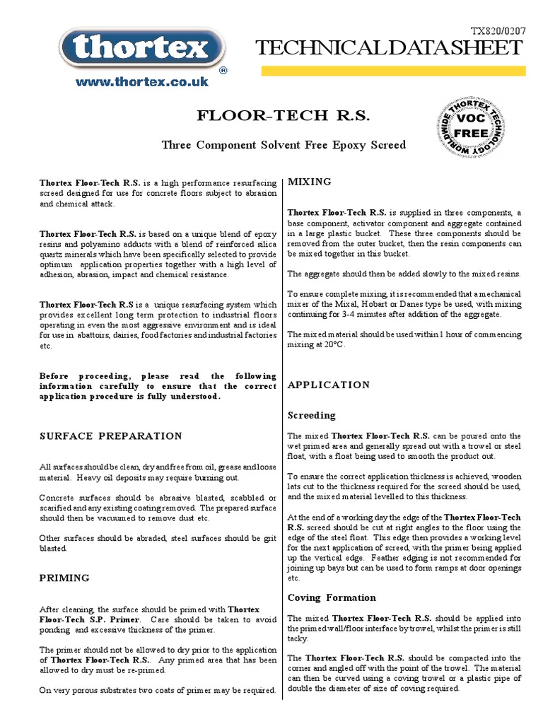 Floor Tech Rs Data | PDF