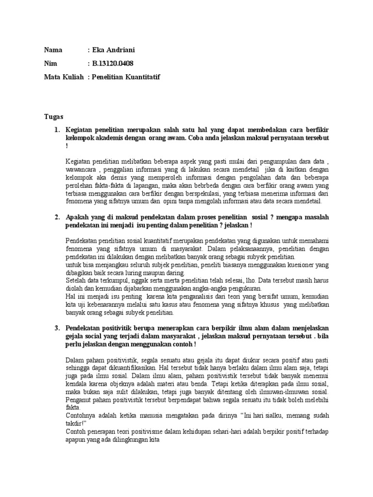 Eka - Tugas Metodologi Penelitian Kuantitatif | PDF