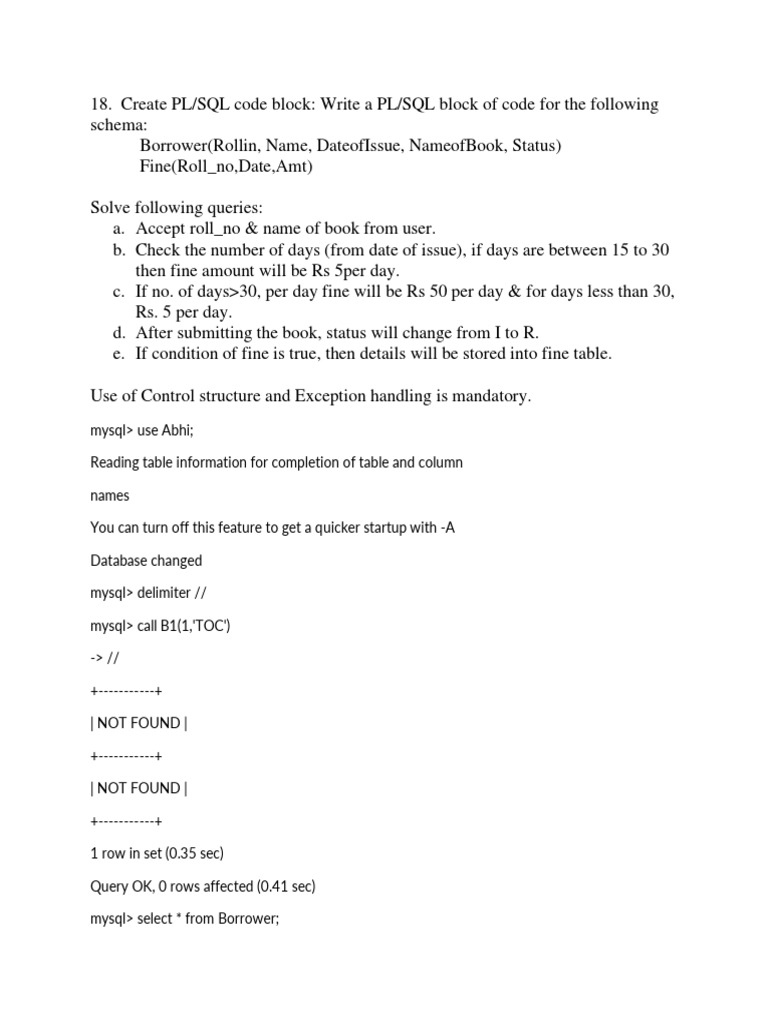 DBMS Practice Program List | PDF