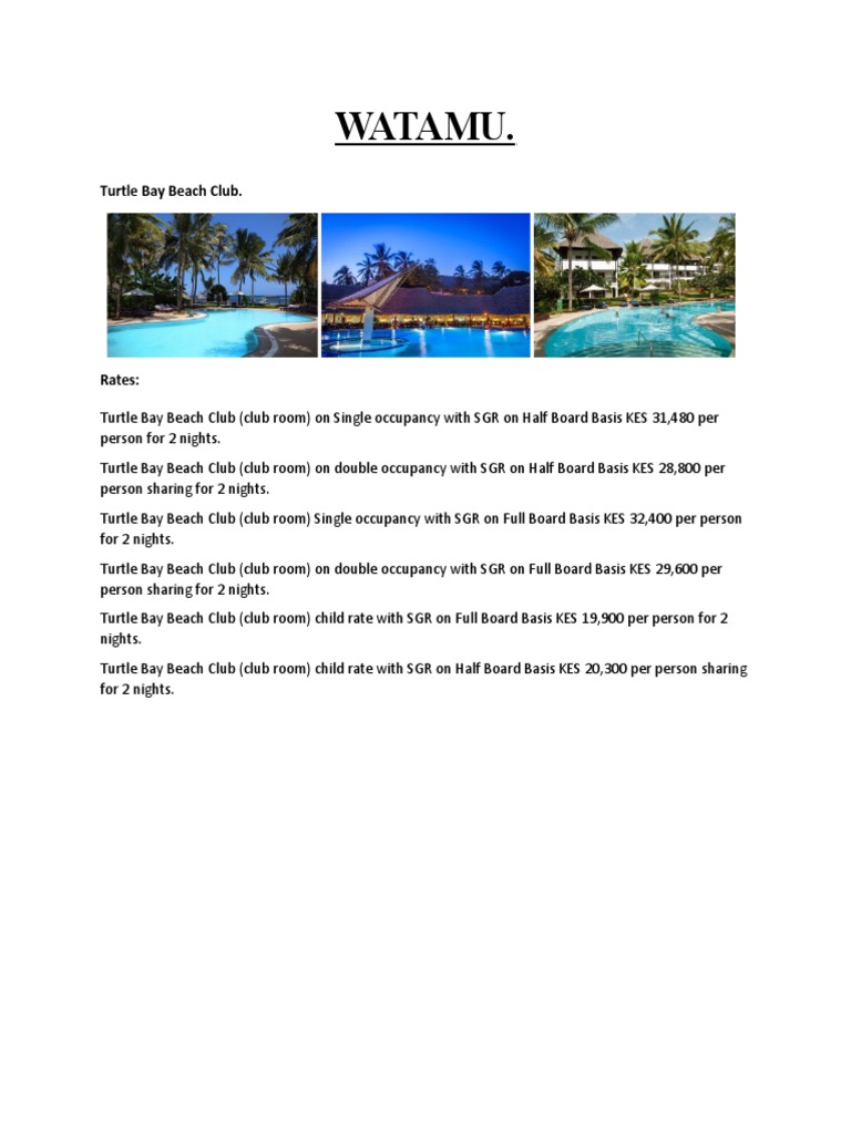 TURTLE BEACH CLUB PACKAGE Research | PDF