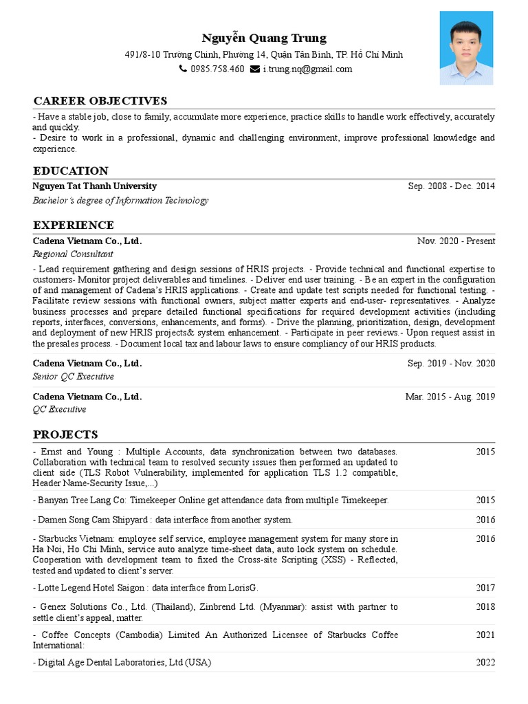 CV Nguyen-Quang-Trung 0985758460 | PDF
