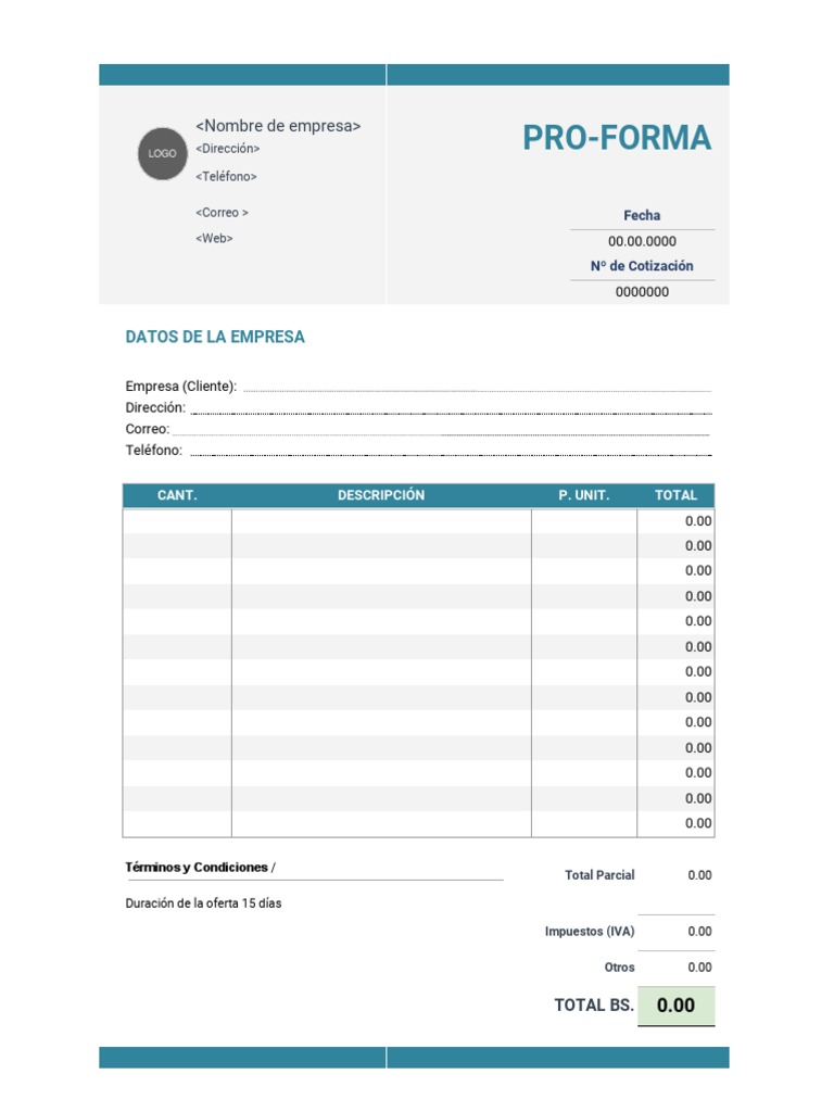 Modelo de Proforma de Cotización en Word | PDF