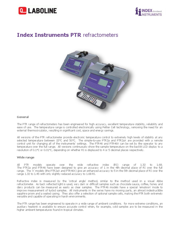 Index Instruments PTR Refraktometrit 2013 | PDF