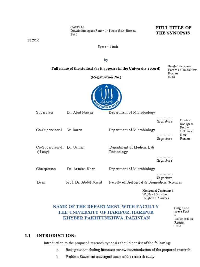 Research Synopsis Guidelines | PDF