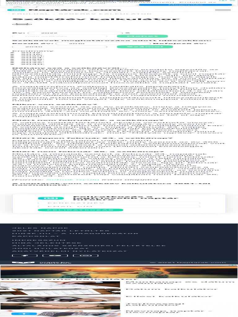 Szökőév Kalkulátor - Naptá | PDF