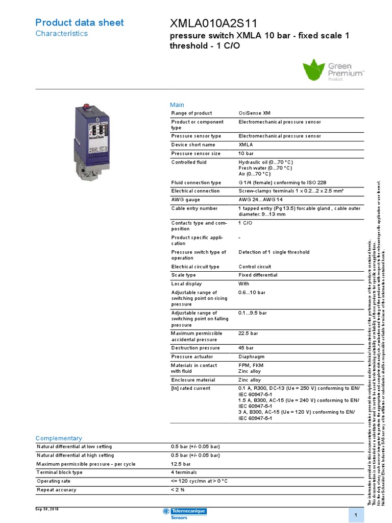 Telemecanique XMLA010A2S11 Datasheet | PDF | Switch | Fuse (Electrical)
