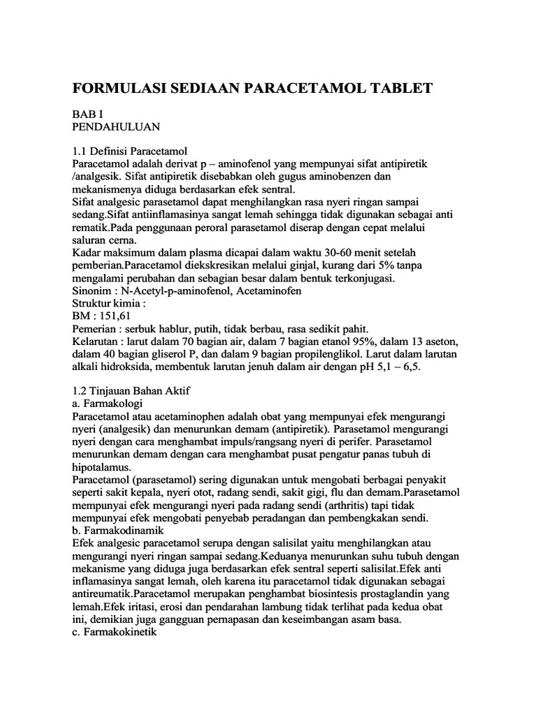 Formulasi Tablet Paracetamol untuk Analgesik | PDF
