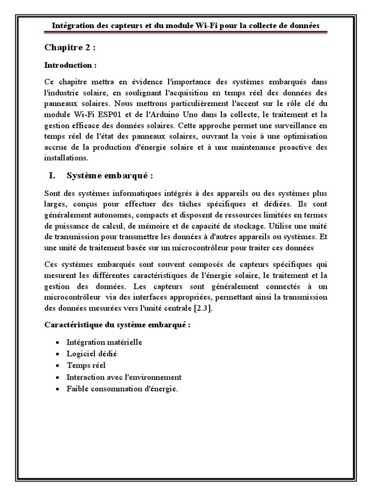 Chapitre 2:: Intégration Des Capteurs Et Du Module Wi-Fi Pour La Collecte de Données | PDF