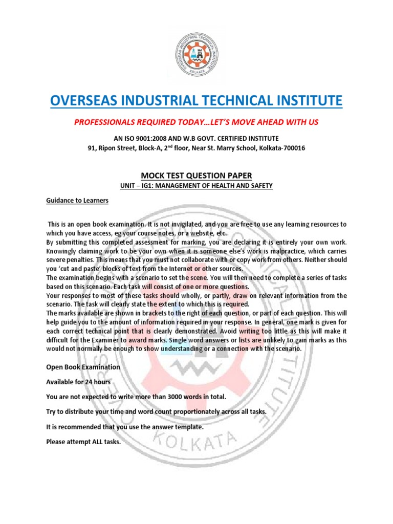 Mock Test Question | PDF | Occupational Safety And Health | Warehouse