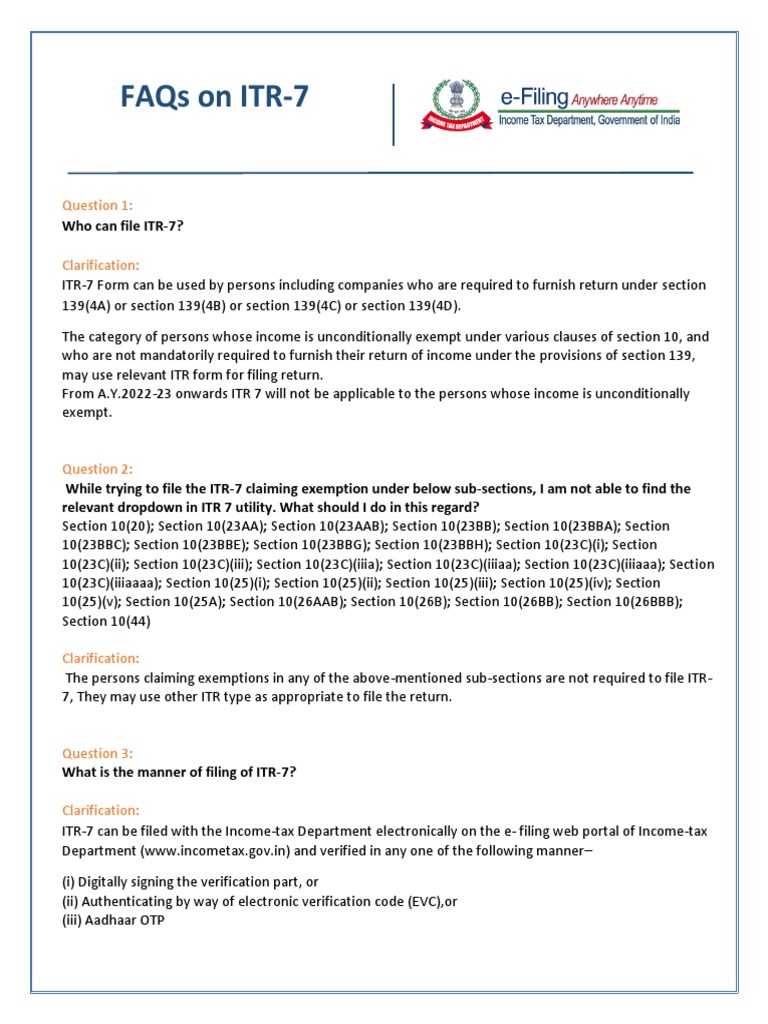 Itr-7 Faq | PDF | Taxes | Trust Law