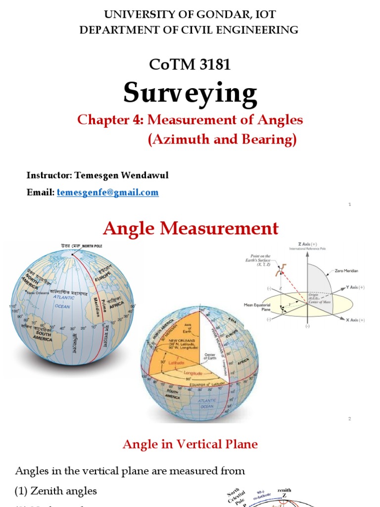 Chapter 4 Measurement of Angles | PDF | Azimuth | Compass