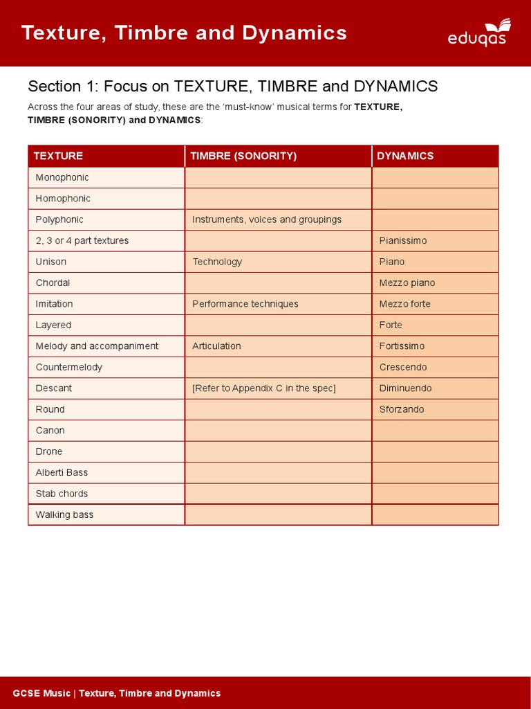 Eduqas-05-Texture-Timbre-and-Dynamics-Answers | PDF | String ...