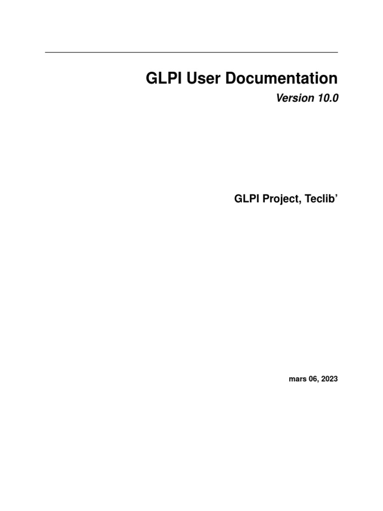 Glpi User Documentation | PDF